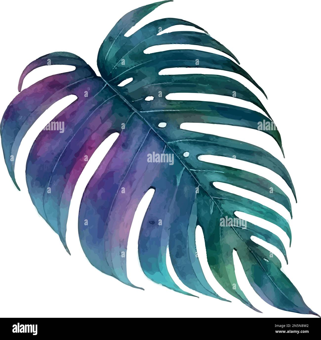 vector tropical leaf, monstera. watercolor illustration of an exotic ...
