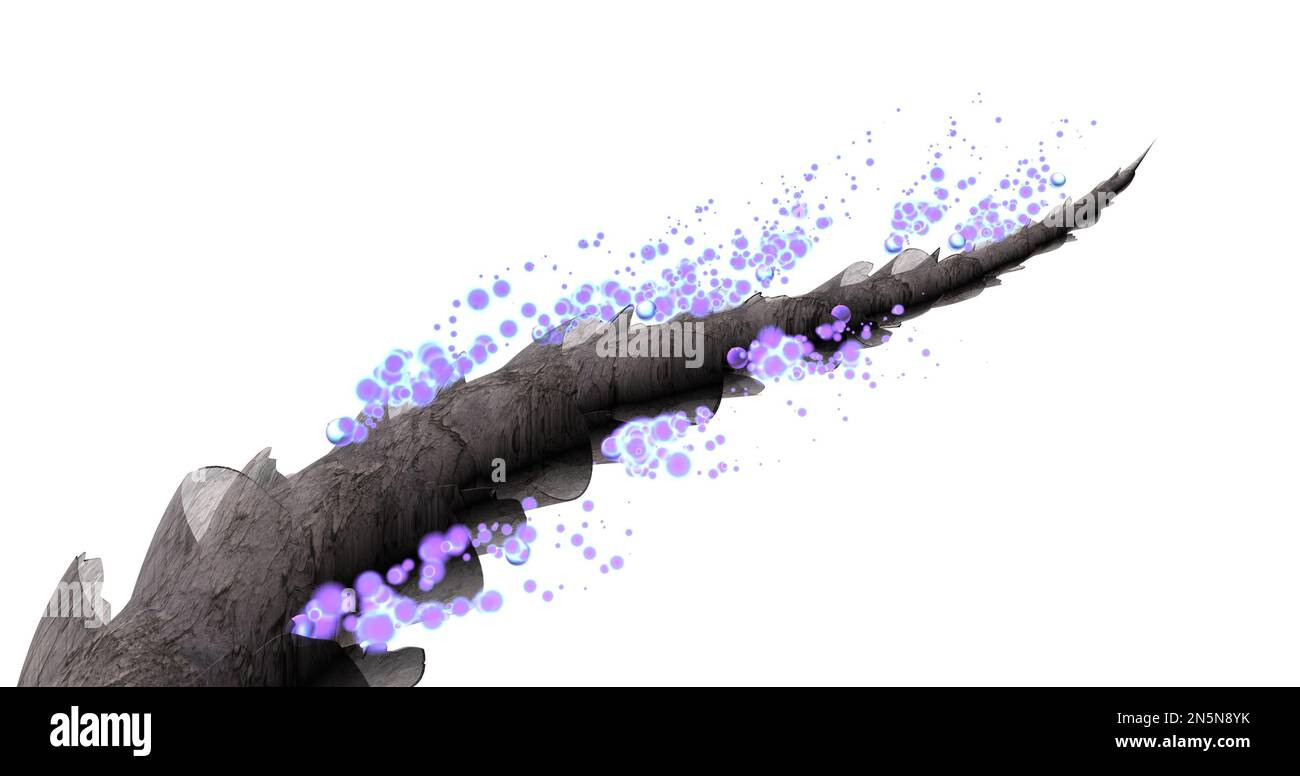 Hair treatment technology. 3d rendered illustration. Dry damaged hair ...