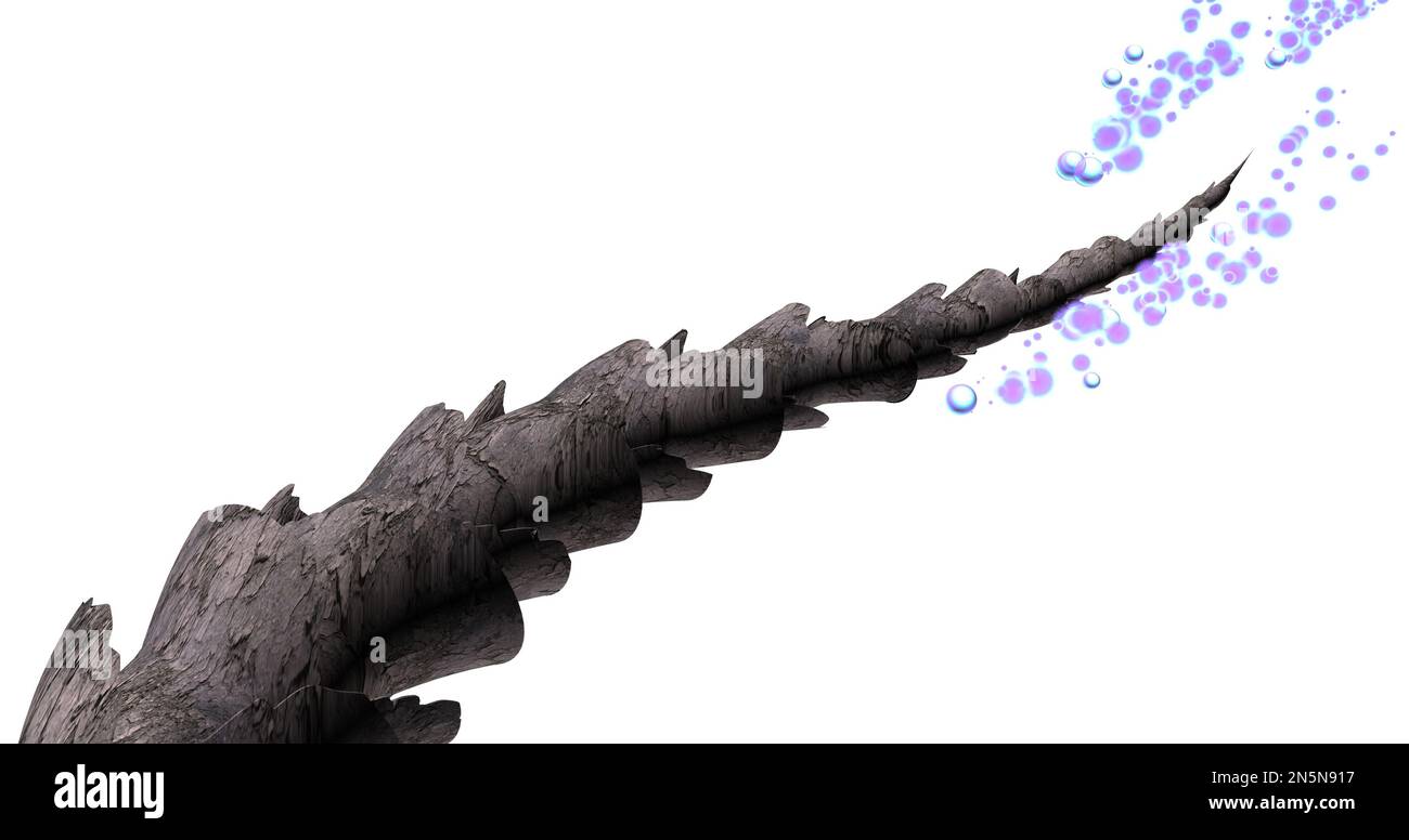 Hair treatment. 3d illustration showing damaged hair with open cuticles ...