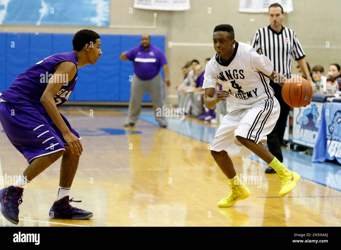 Wings Academy's Desure Buie #4 in action against Gonzaga during a high ...