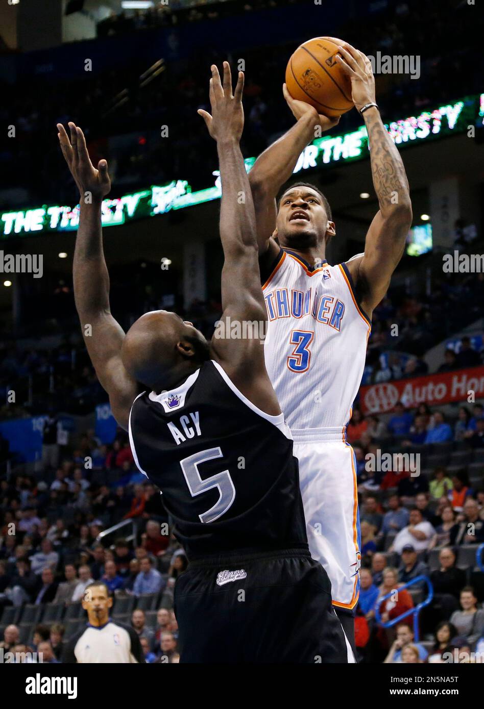 Oklahoma City Thunder forward Perry Jones (3) shoots over Sacramento ...