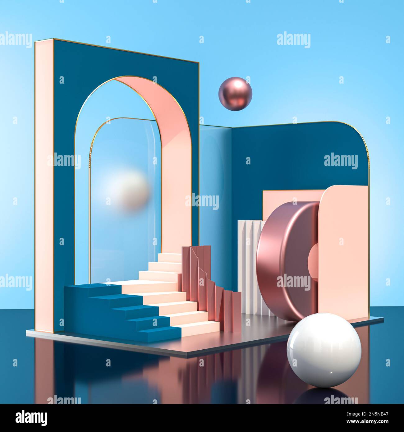 abstract geometric background with scales and solid elements. 3d render ...