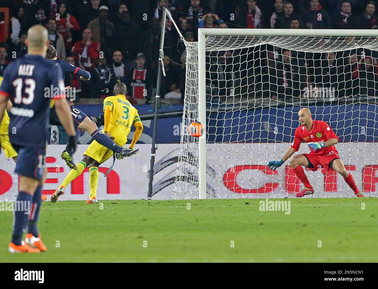 Paris Saint Germain's Zlatan Ibrahimovic of Sweden, partly seen at left ...
