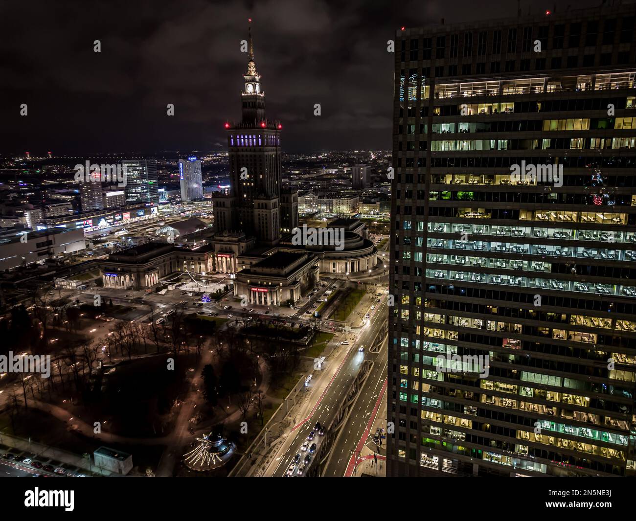 Office building still operate at very late night with many office ...