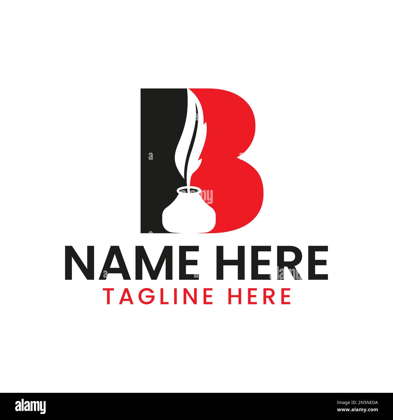 Letter B Art Logo Concept With Ink Bottle Icon Vector Template Stock ...