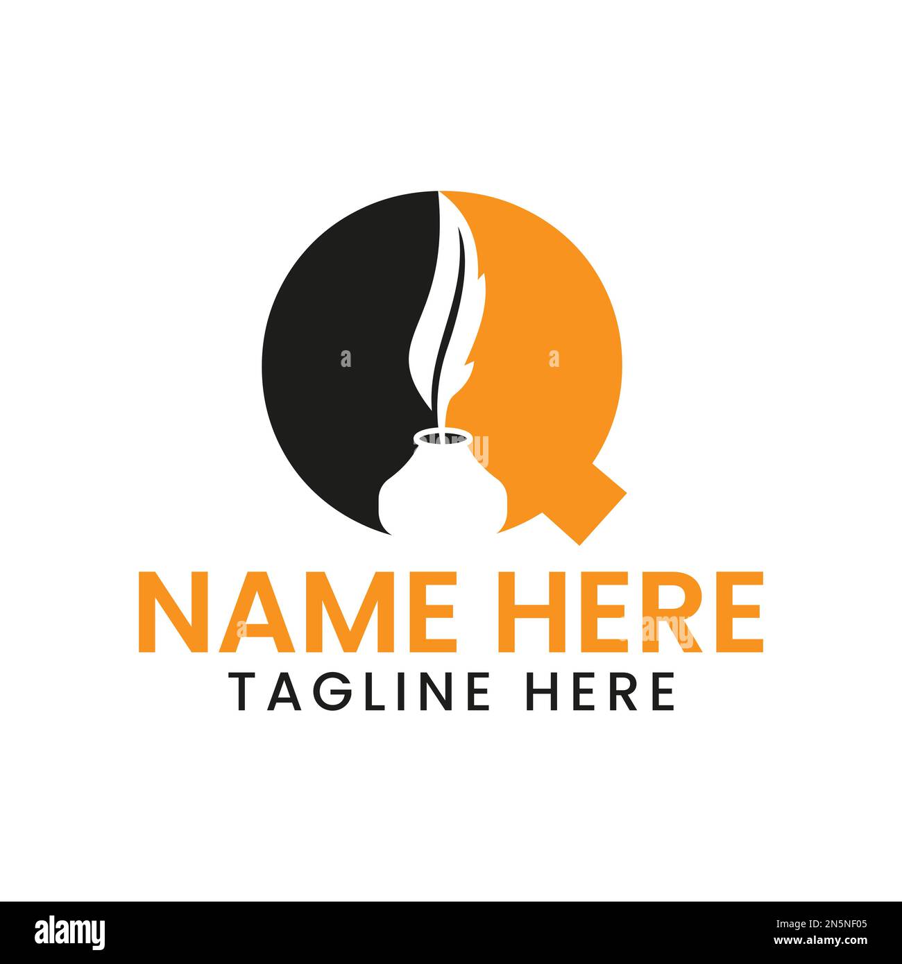 Letter Q Art Logo Concept With Ink Bottle Icon Vector Template Stock ...