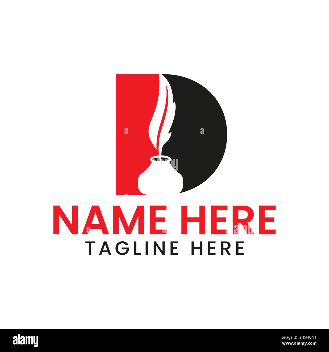 Letter D Art Logo Concept With Ink Bottle Icon Vector Template Stock ...