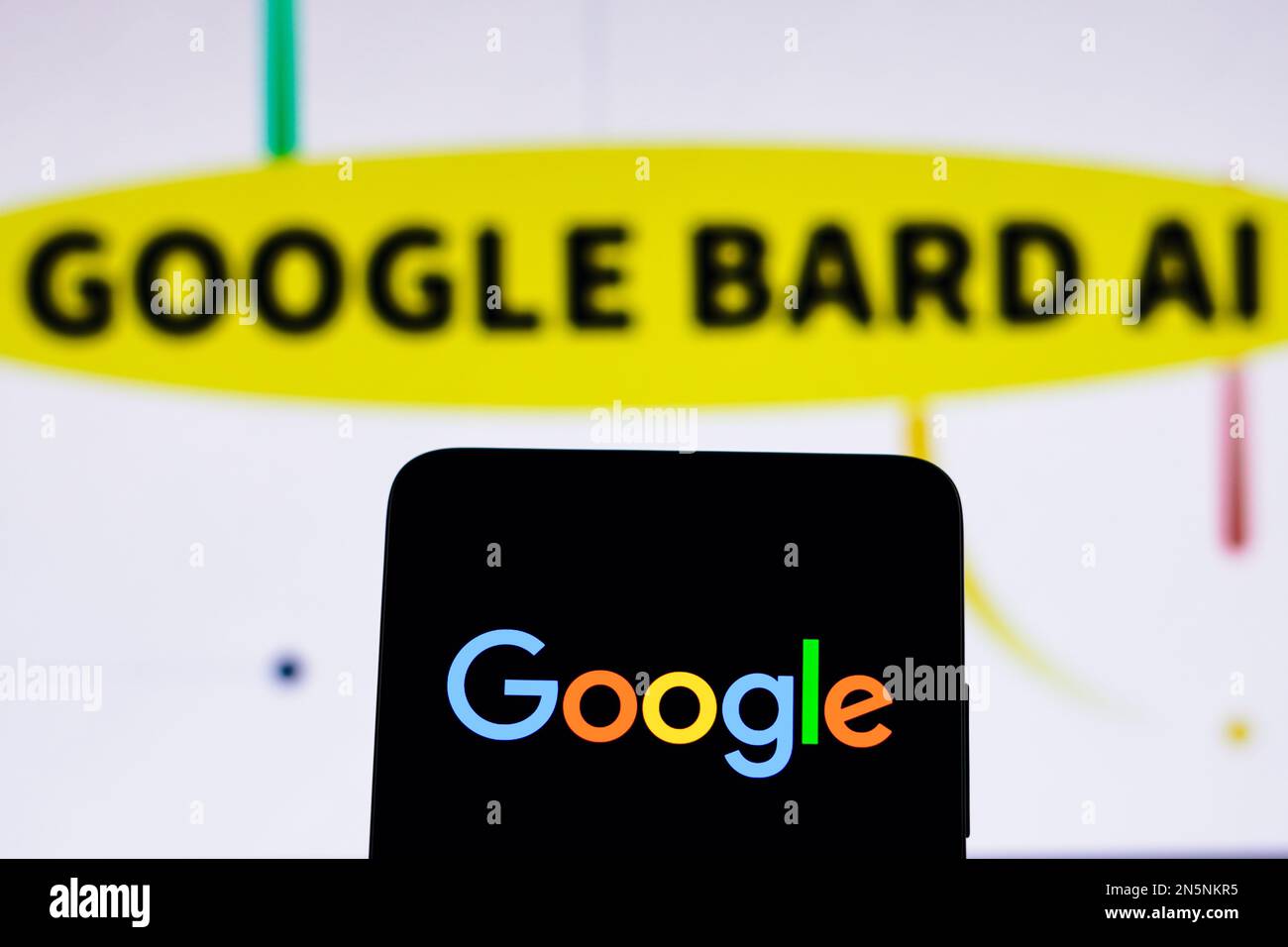 In this photo illustration, the Google logo is displayed on a ...