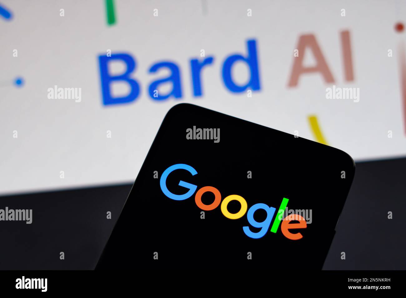 In this photo illustration, the Google logo is displayed on a ...