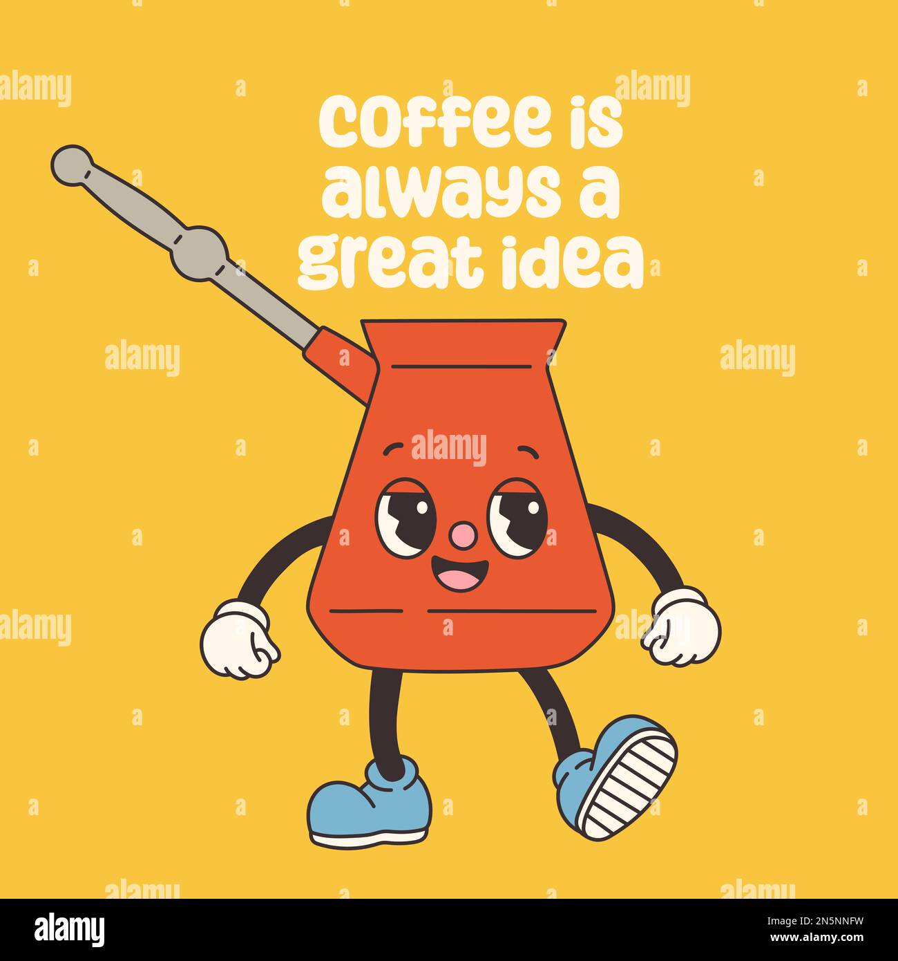 Groovy coffee character old classic cartoon style. Retro Mascot Vintage ...