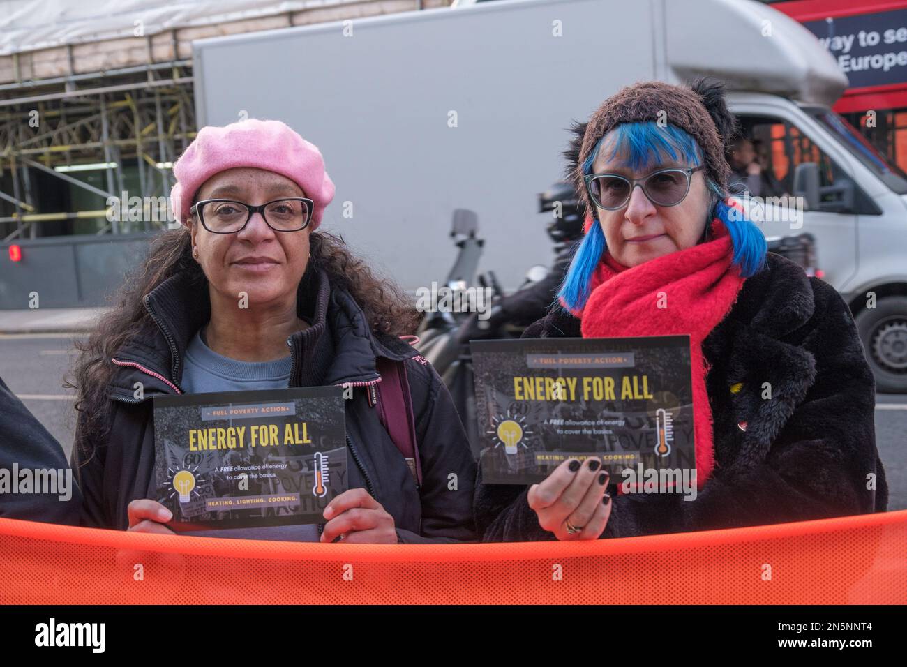 London, UK. 9 Feb 2023. Energy for All Fuel Poverty Actions protesters ...