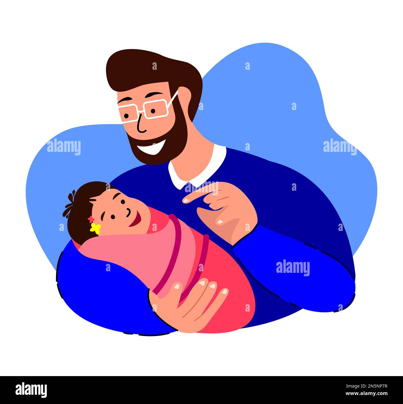 Happy Smiling Family.Loving Man Talking,Dandling,Playing with Newborn ...