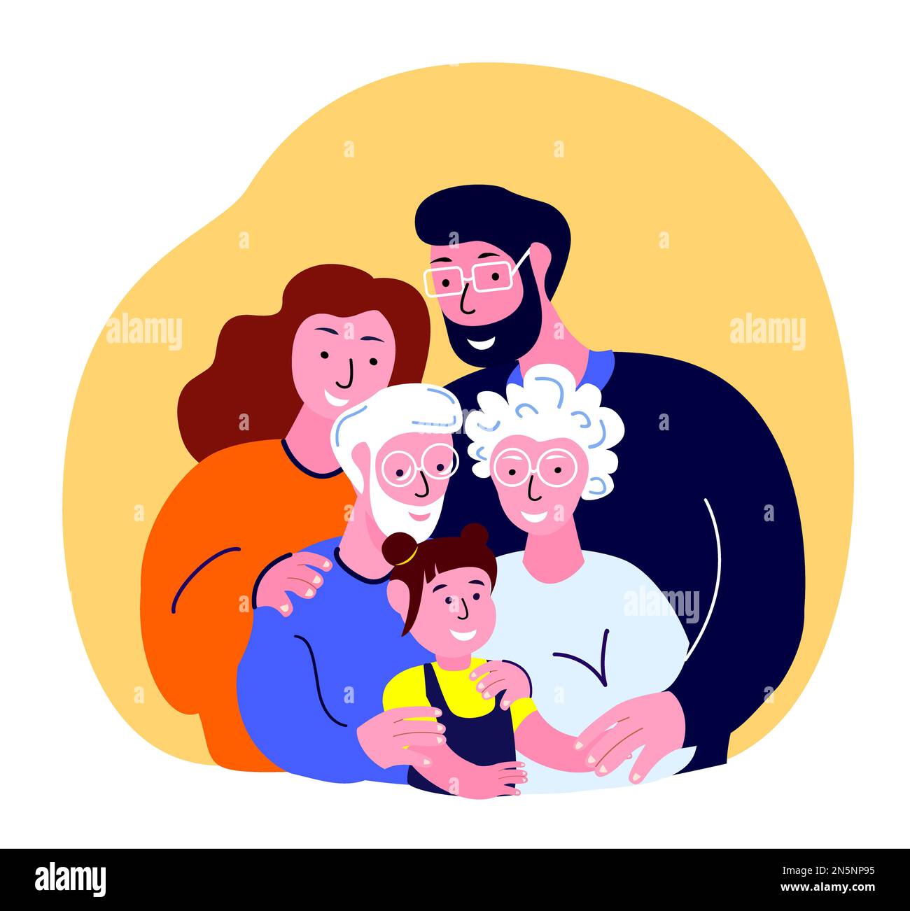 Big Family Together Hug. Young Adult Couple Woman,Man,Mother,Father ...