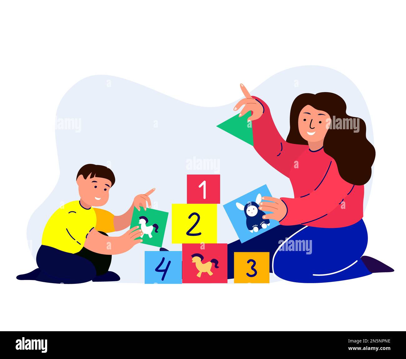 Mother and son playing board game Cut Out Stock Images & Pictures - Alamy