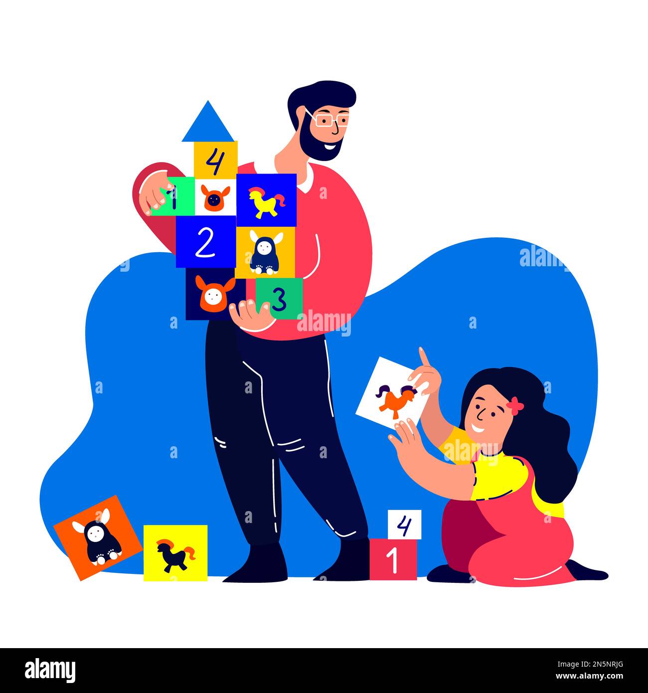 Happy Smiling Family Clean Room,Play Cubes Bricks Game.Young Adult ...