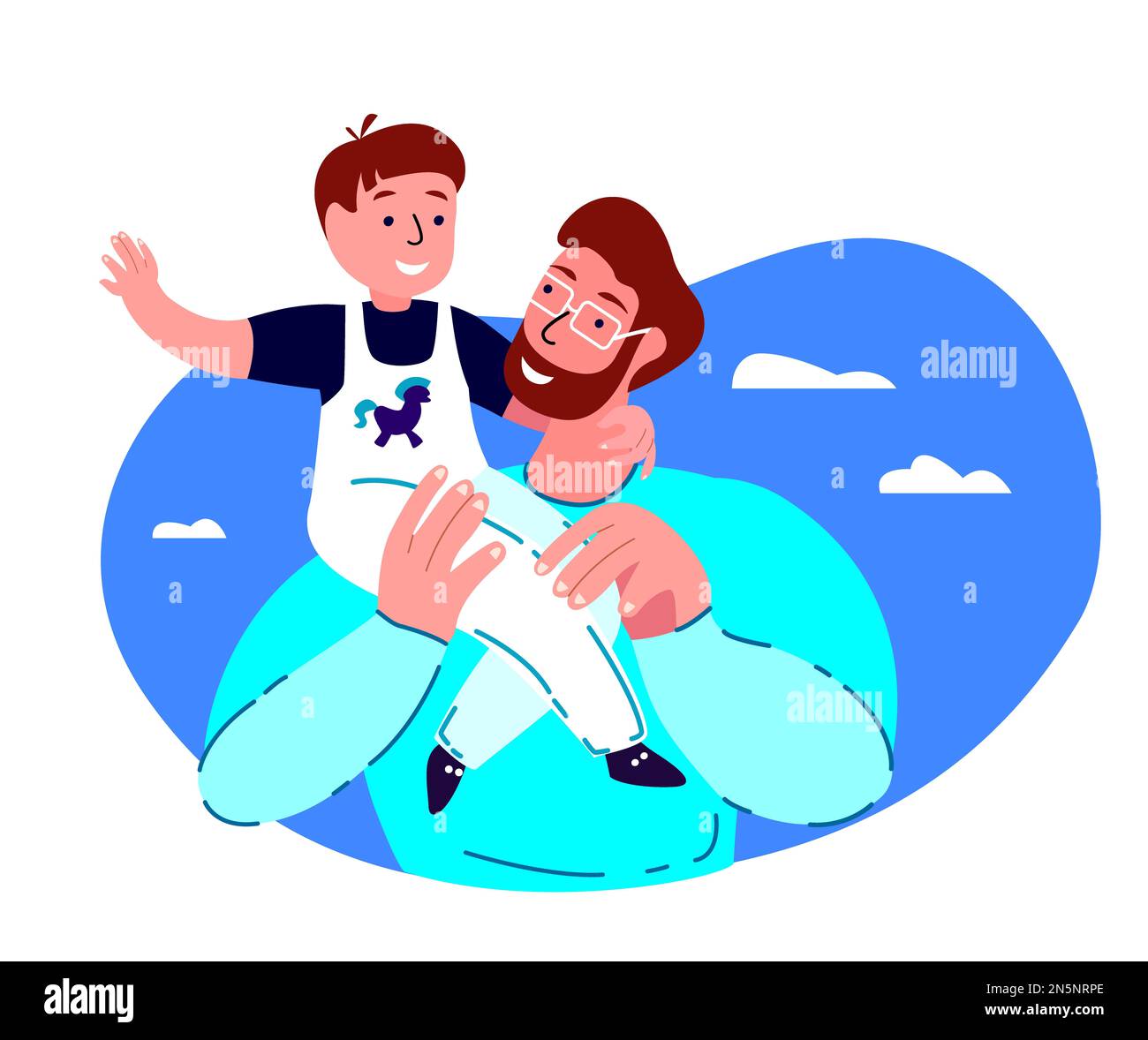 Happy Smiling Father,Son Playing.Young Adult Parent.Baby Boy Sit on Dad ...
