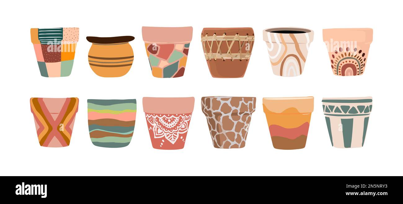 Colourful ceramic pots Stock Vector Images - Alamy
