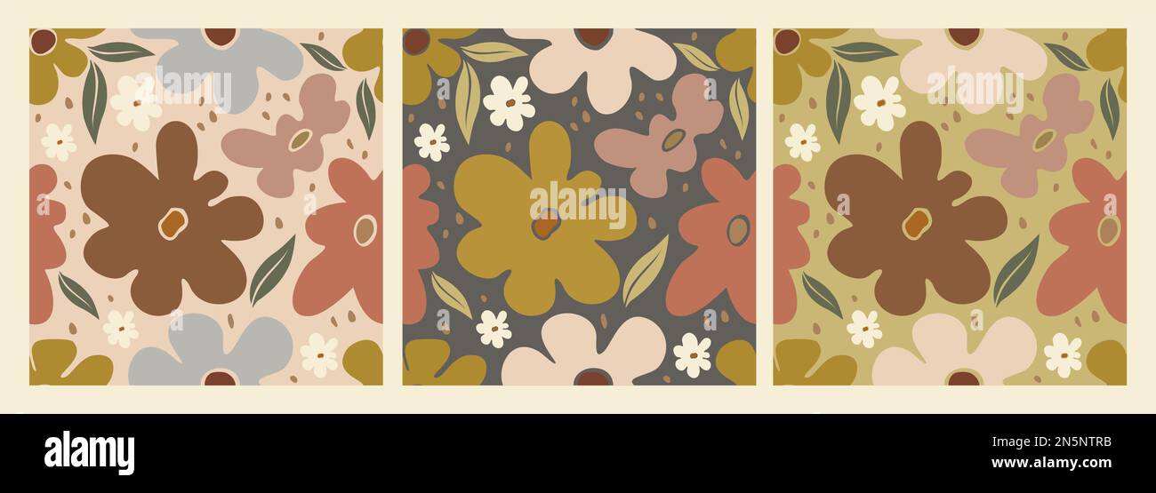 Retro groovy flower power pattern on different backgrounds Stock Vector ...