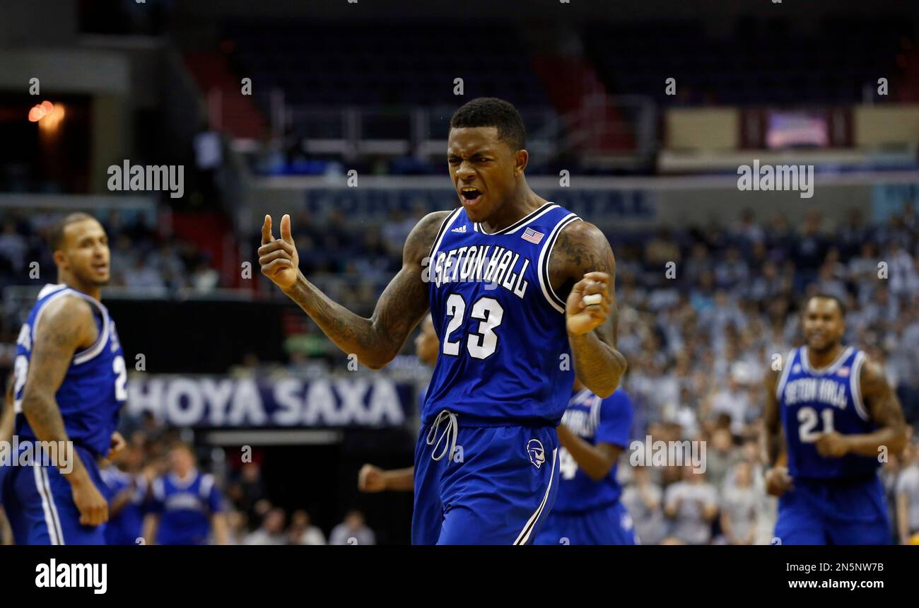 Seton Hall guard/forward Fuquan Edwin (23) celebrates after a basket ...