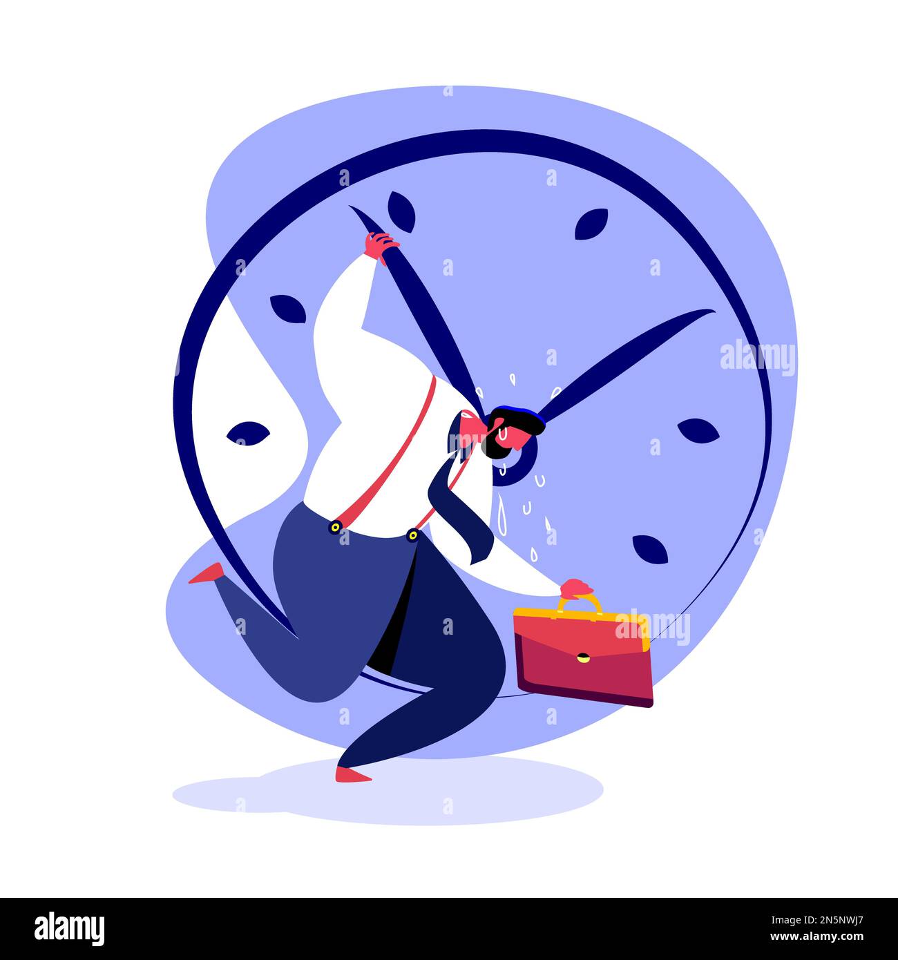 Overwhelmed employee is in a hurry being late for meeting, Rushing to ...