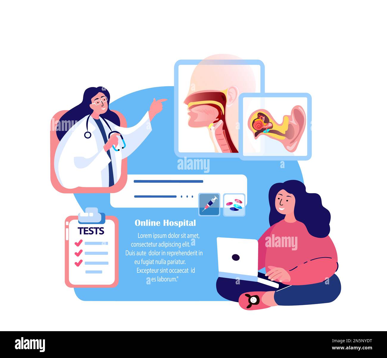 Online ENT-Doctor Consultate Patient.Inflammation Ear,Nose,Throat ...