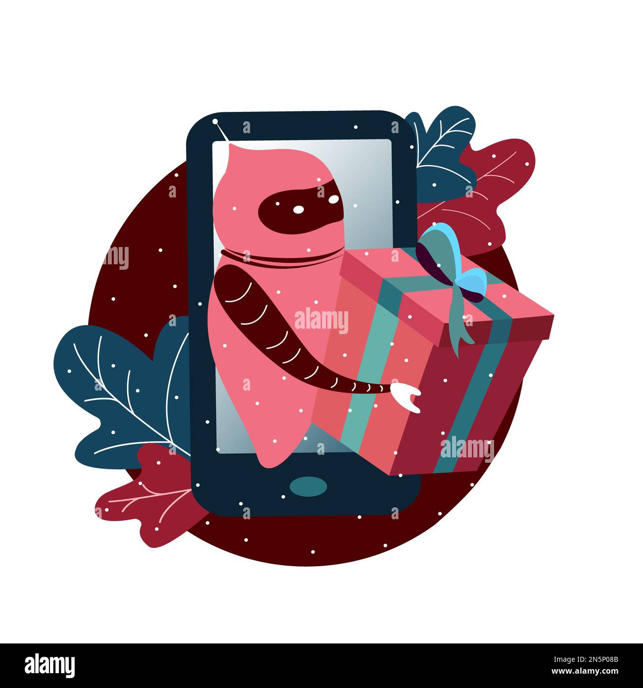 Robot Cyborg Holding Huge Gift Box Wrapped with Ribbon Present for ...