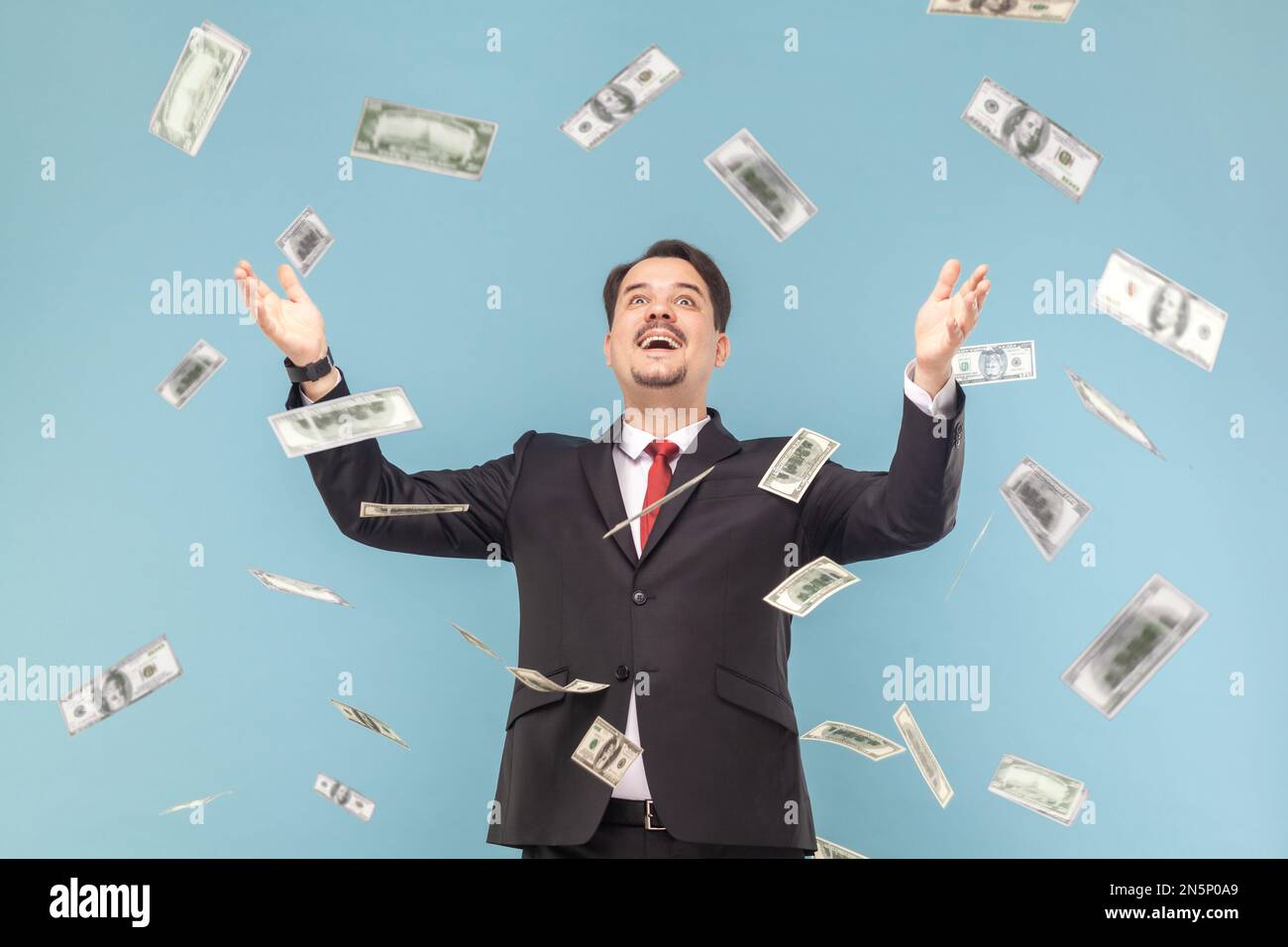 Oh my god, wow. Portrait of man with mustache absolutely shocked of ...