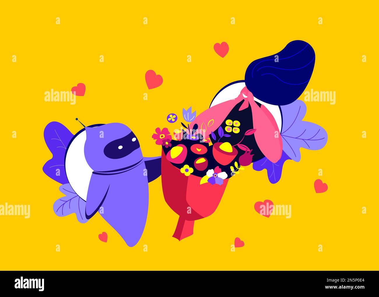 Happy Valentine Day,Birthday or Holiday Robot Cyborg Chat Bot Giving ...