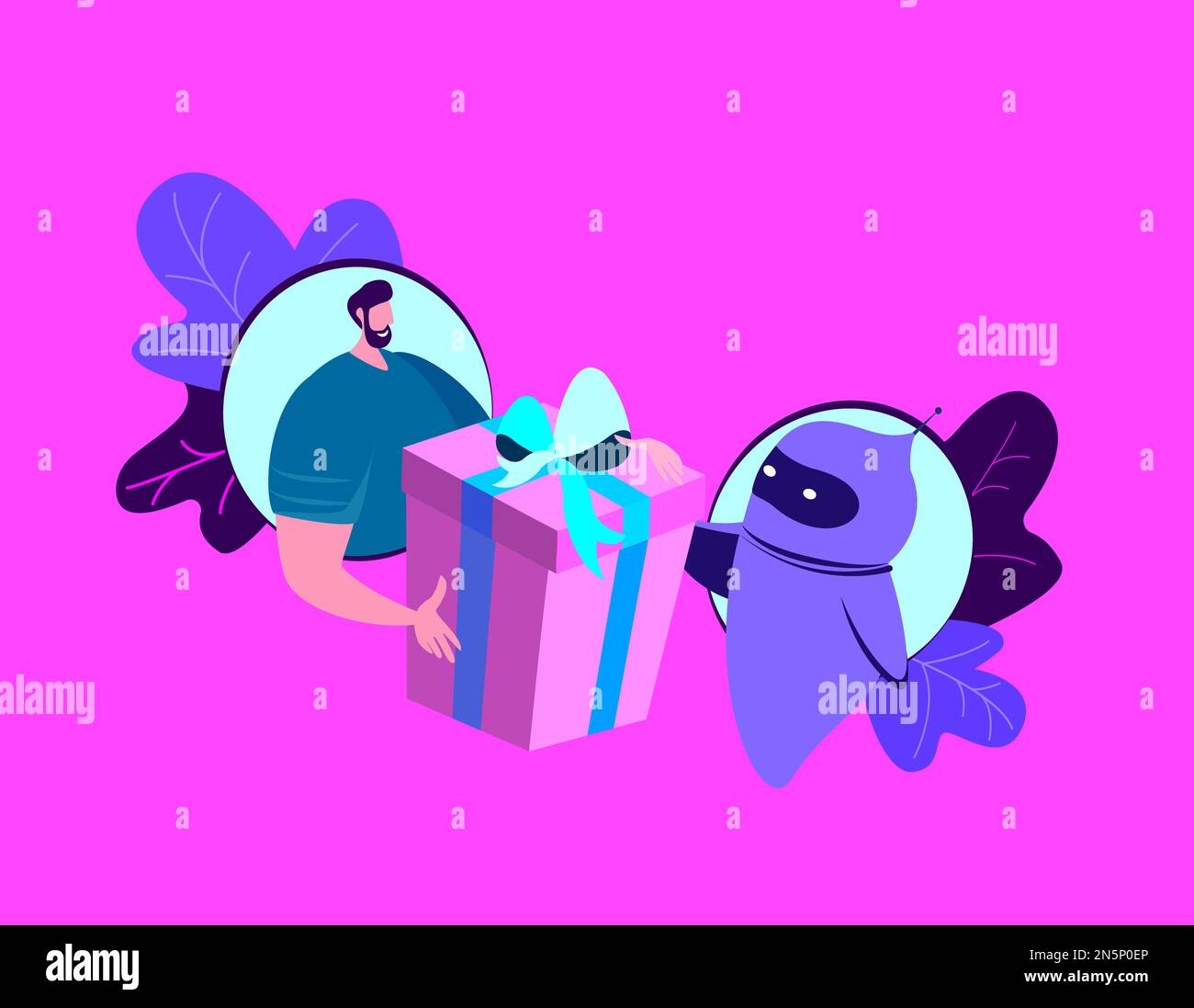 Happy Valentine Day,Birthday or Holiday Robot Cyborg Chat Bot Giving ...