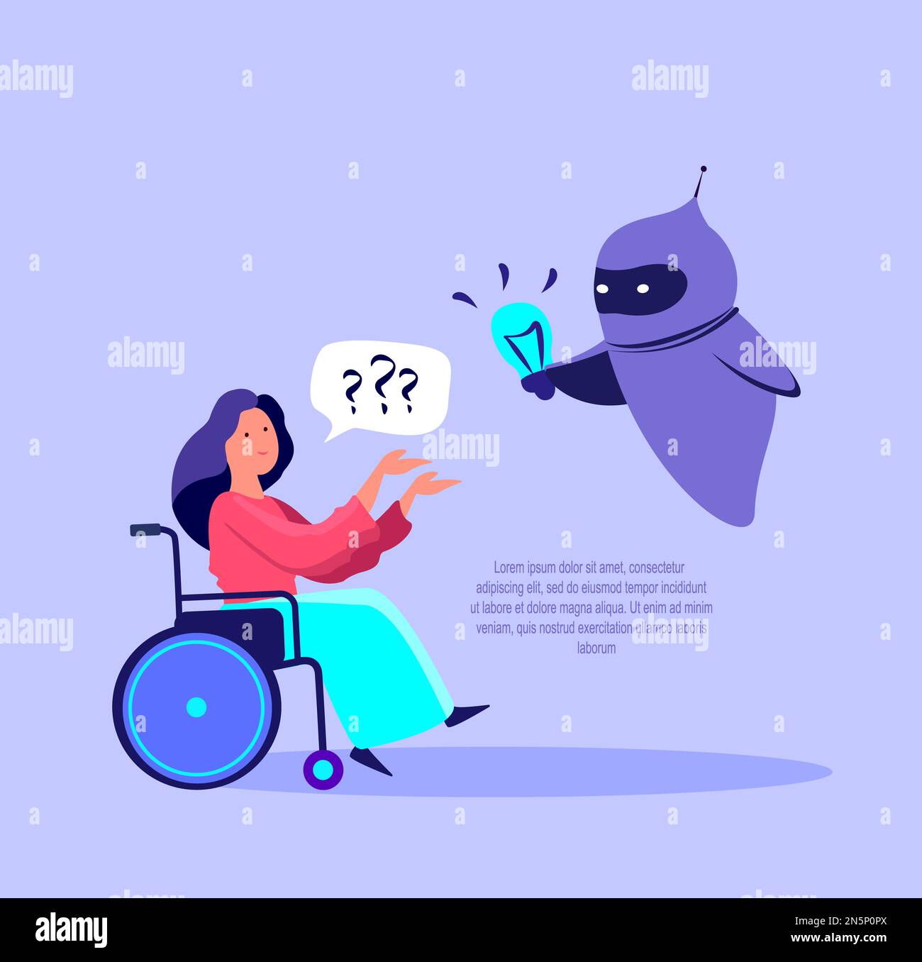 Disabled Handicapped Woman in Wheelchair Chat in Chatbot Application ...