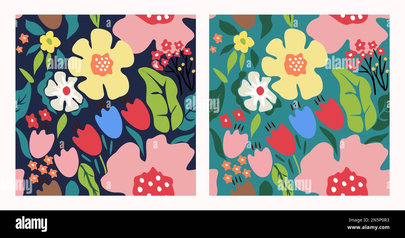 Retro groovy flower power pattern on different backgrounds Stock Vector ...