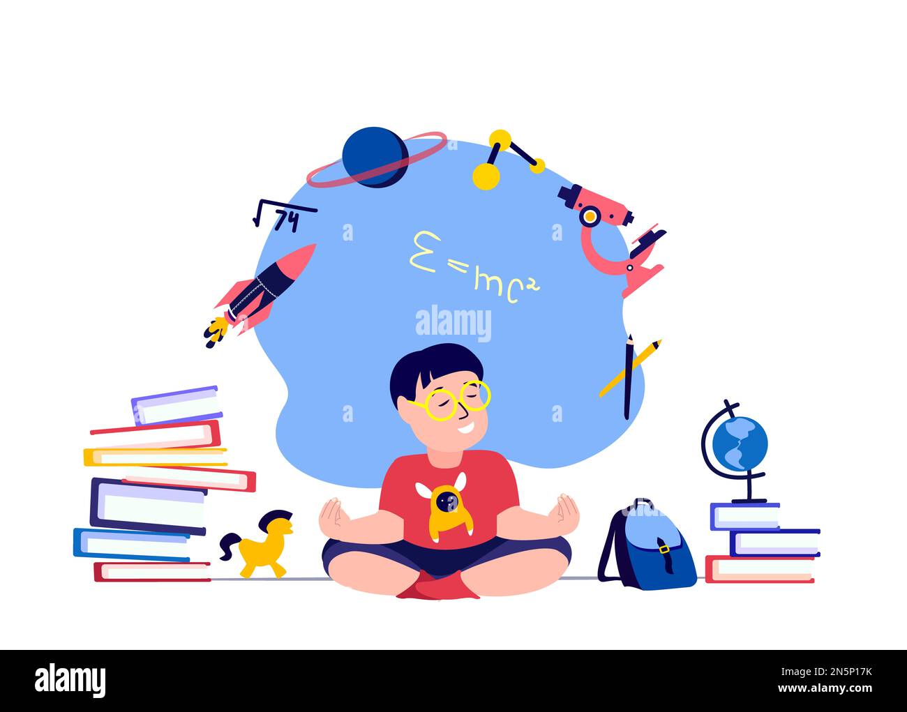 Pupil Child Boy Meditating,Claming Down,Relieve Stress.Studying,Getting ...