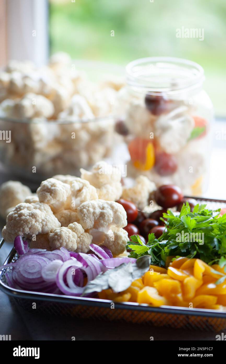 Fermentation of cabbage cauliflower concept, pickles. Cabbage ...