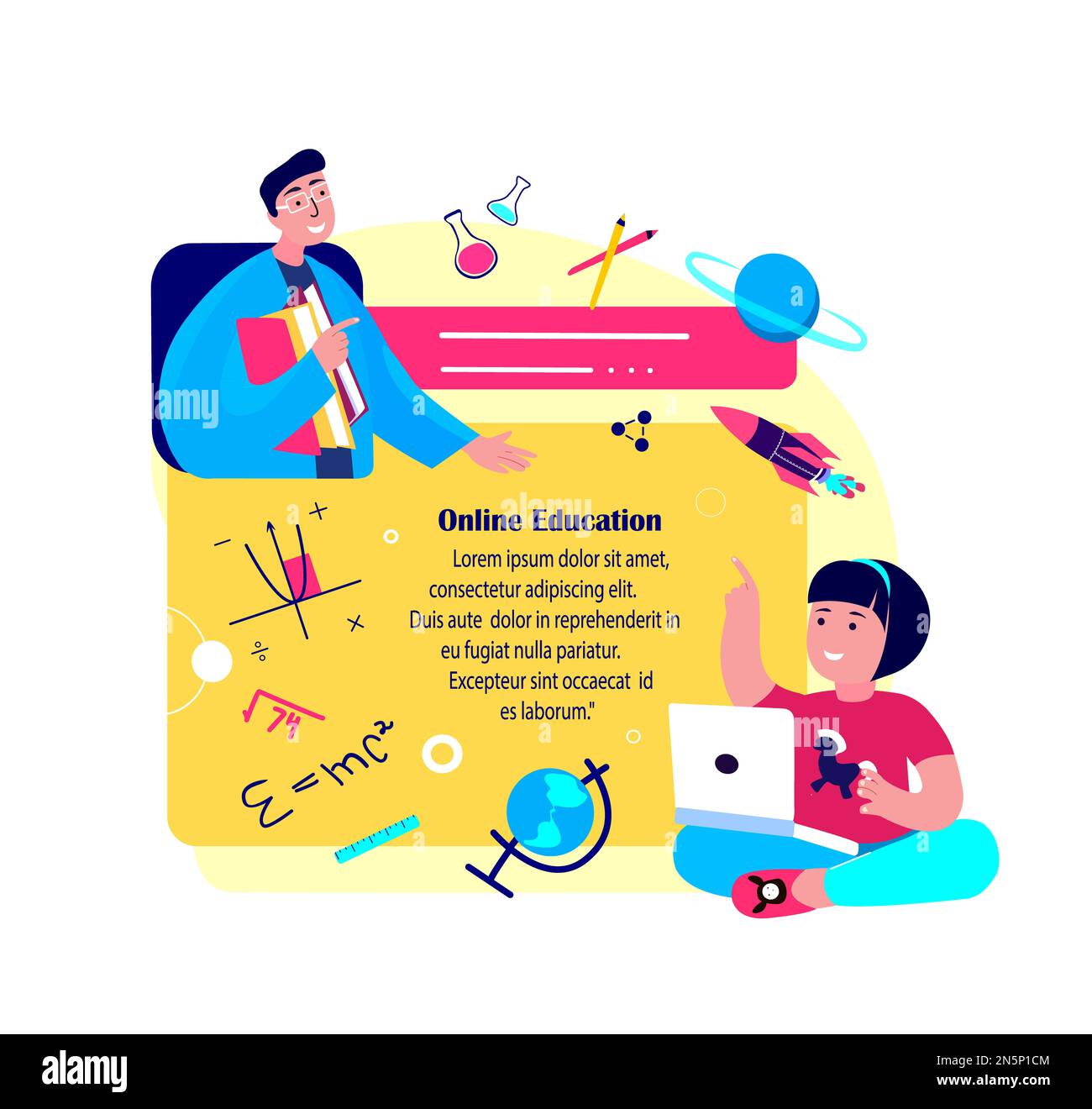 Remote Education.Online Digital Lesson Tutorial Education for Child ...