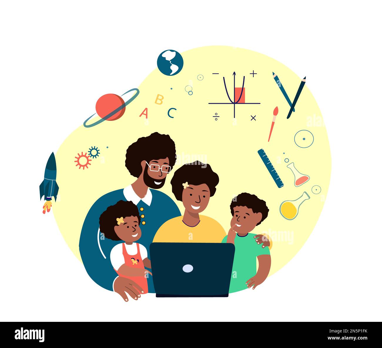 Father daughter laptop african Cut Out Stock Images & Pictures - Alamy