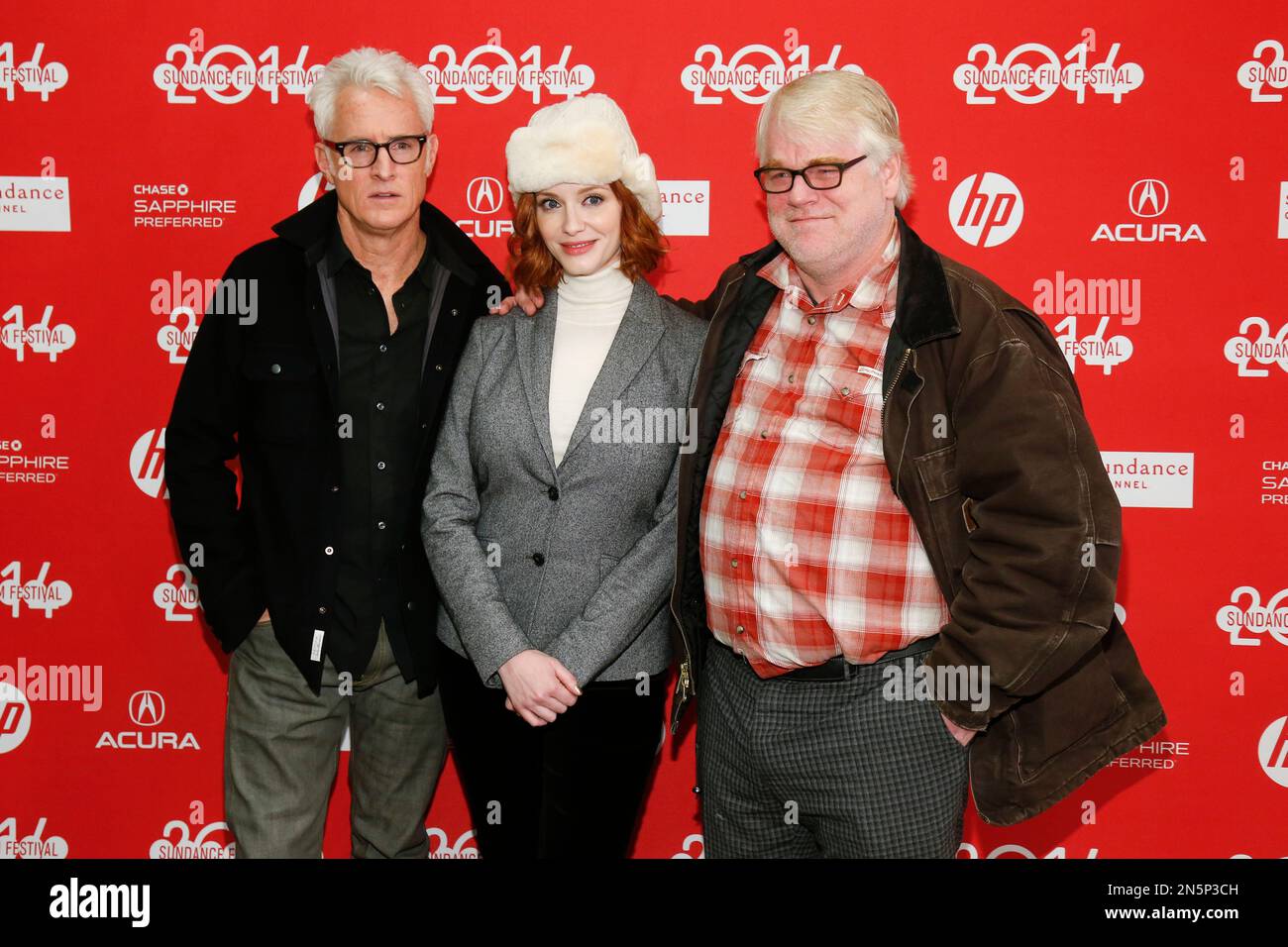 From left to right, director John Slattery and cast members Christina ...