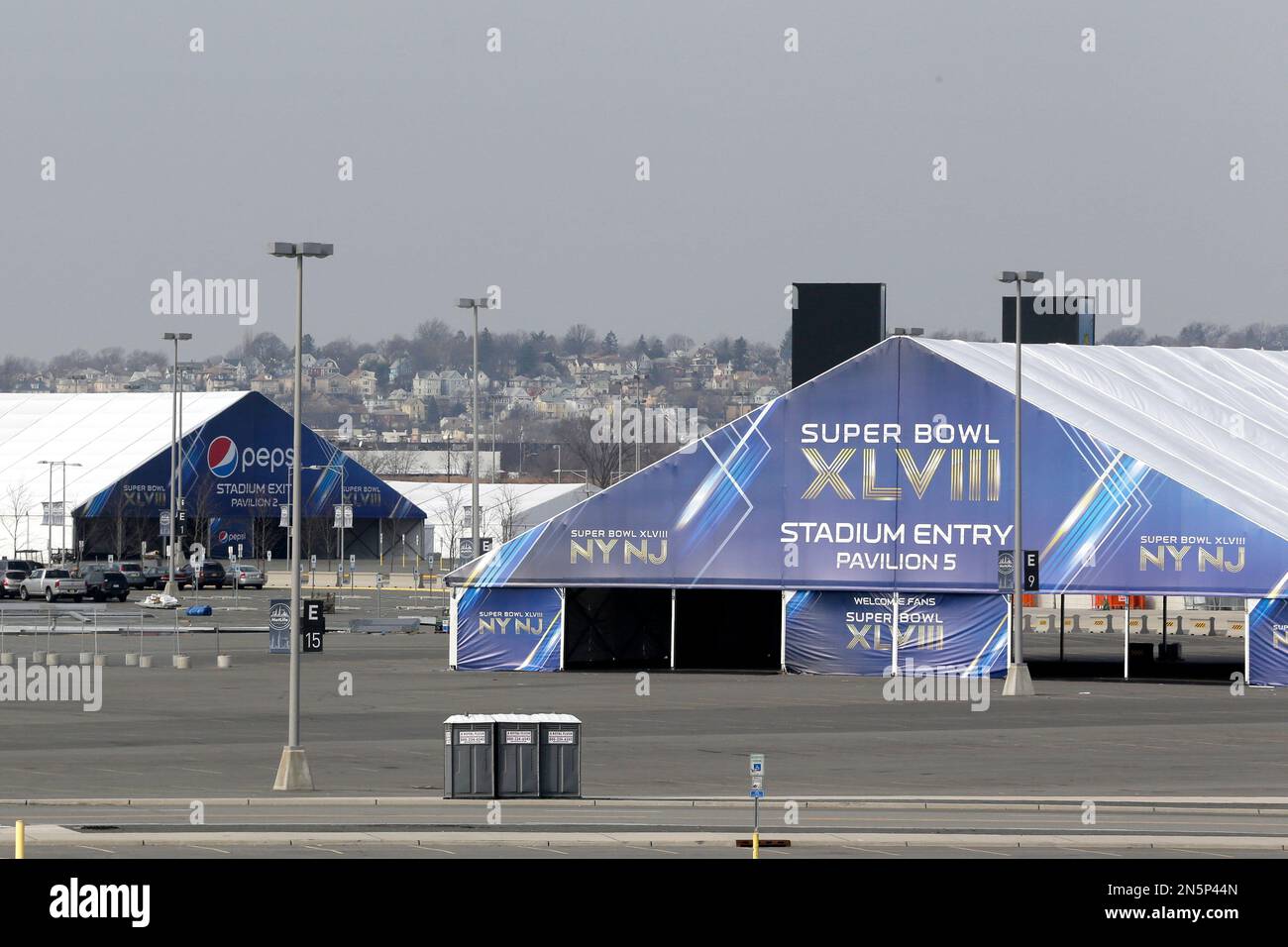 Tents are seen on the parking lot of MetLife Stadium ahead of Super ...