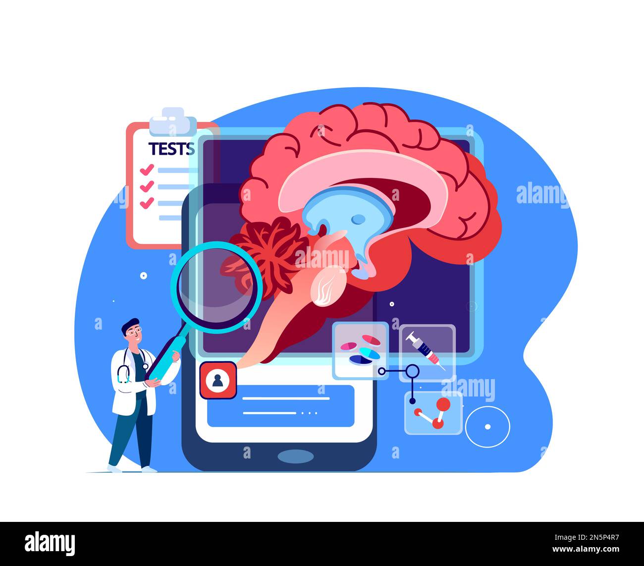 Doctor Neurosurgeon Neurologist Scientist Examine Brain Digital