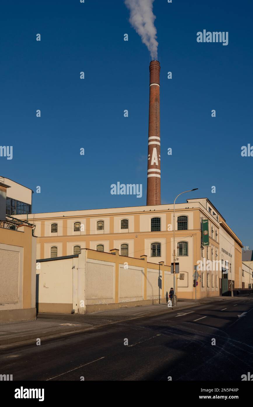 Staropramen Czech brewery complex in Prague as seen from Svornosti ...