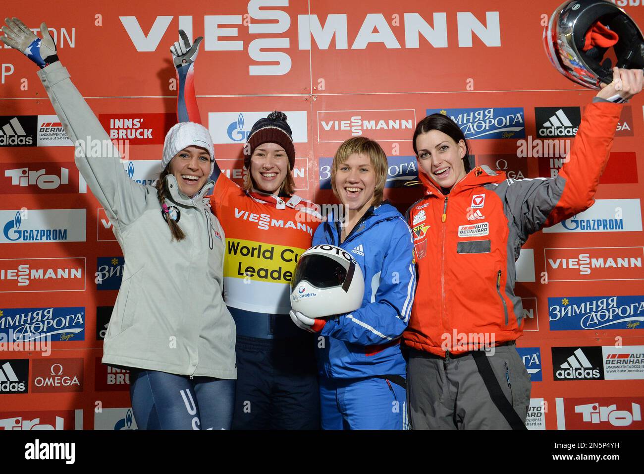 From left to right, second placed Noelle Pikus - Pace, winner Elizabeth ...