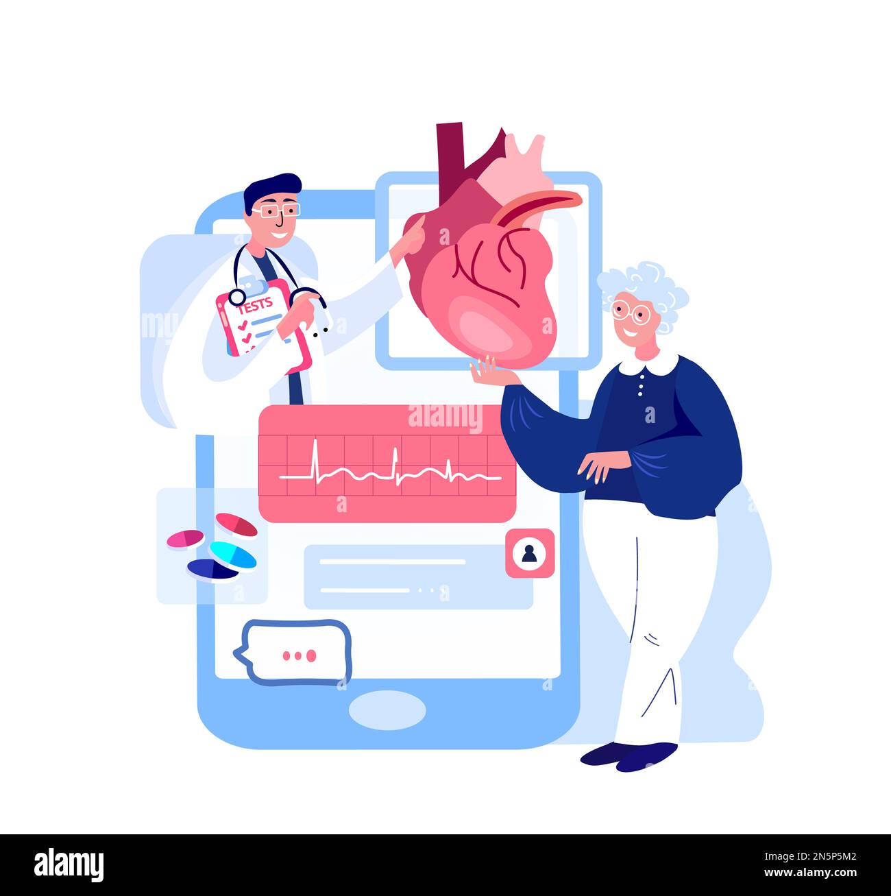 Cardiologist Doctor Consultate Patient Pensioner Old Woman.Online ...