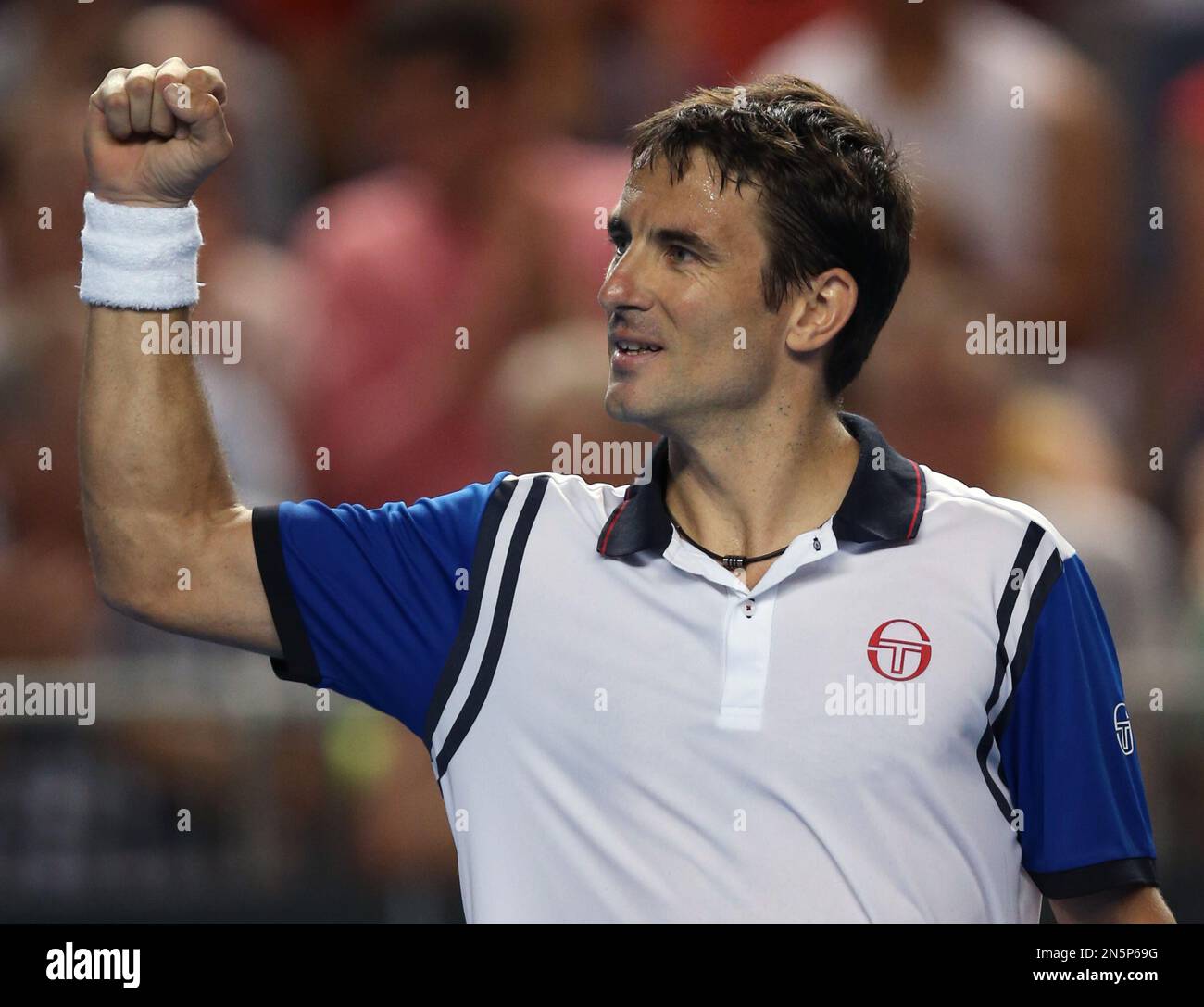 Tommy Robredo of Spain celebrates after his win over Richard Gasquet of ...