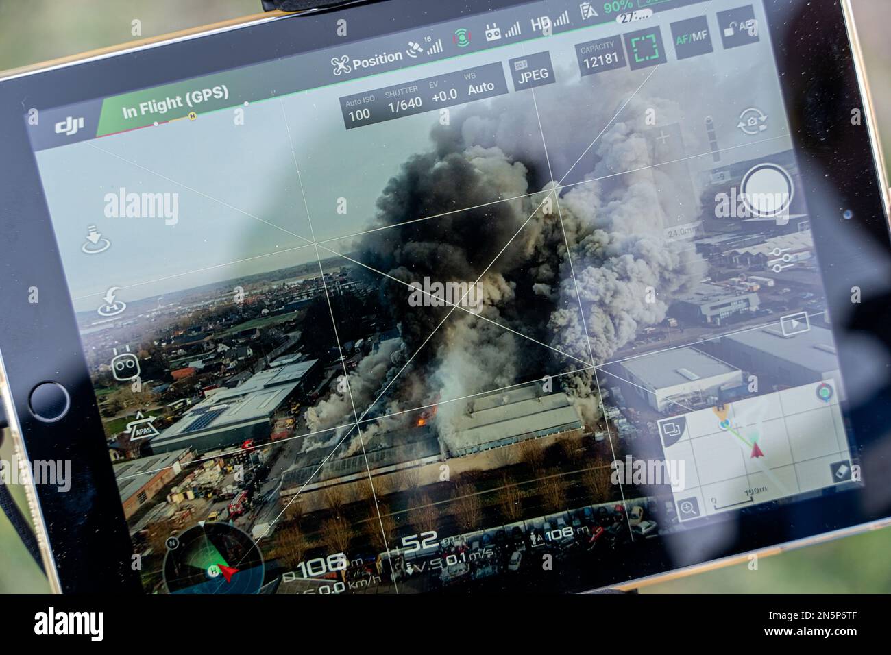 HETEREN, NETHERLANDS - FEBRUARY 9: Large structure fire in Poort van ...