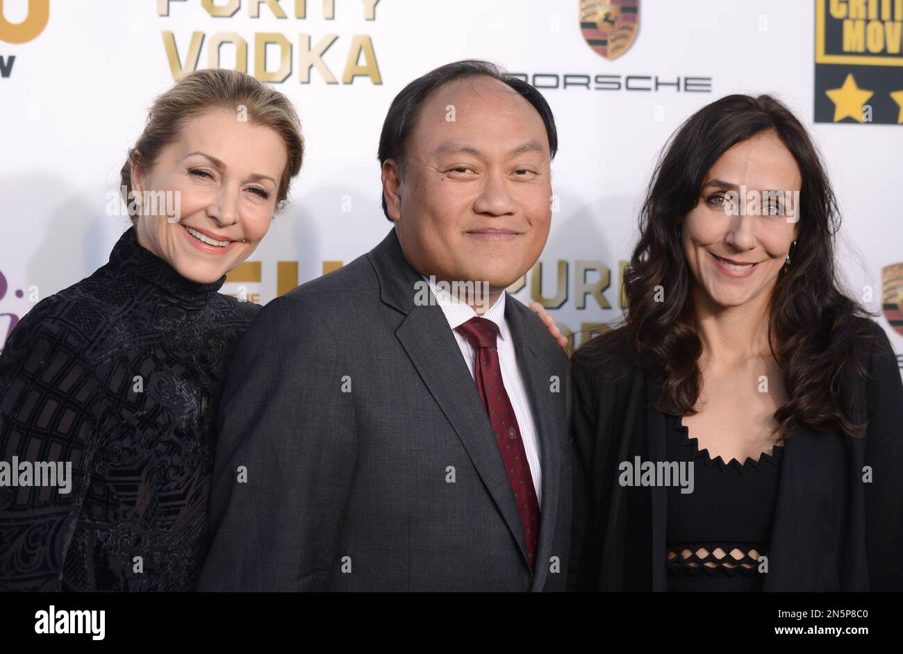 From left, Erica Kahn, Manny Oteyza and Gabriela Cowperthwaite arrive ...