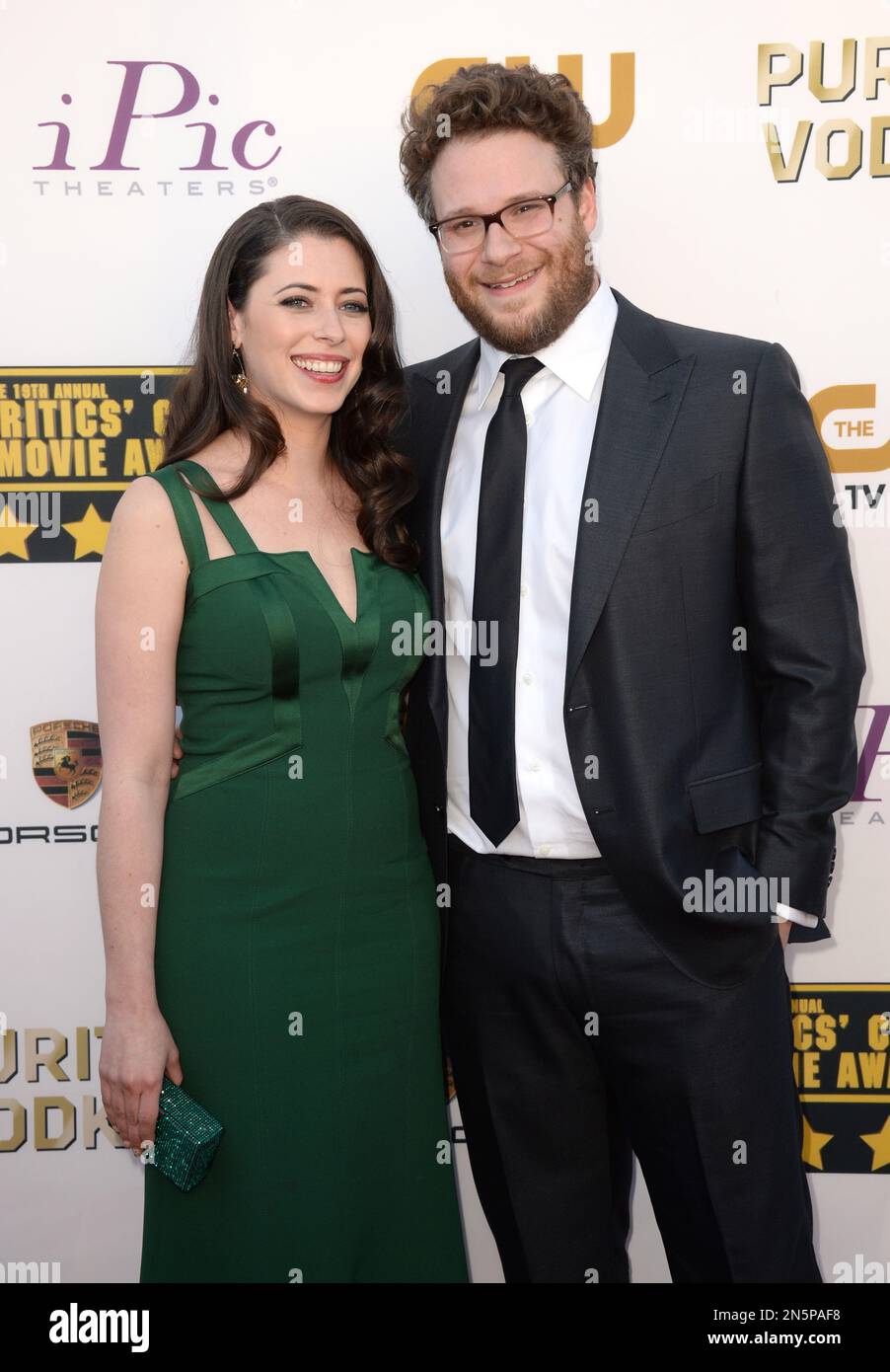 Lauren Miller, left, and Seth Rogan arrive at the 19th annual Critics ...