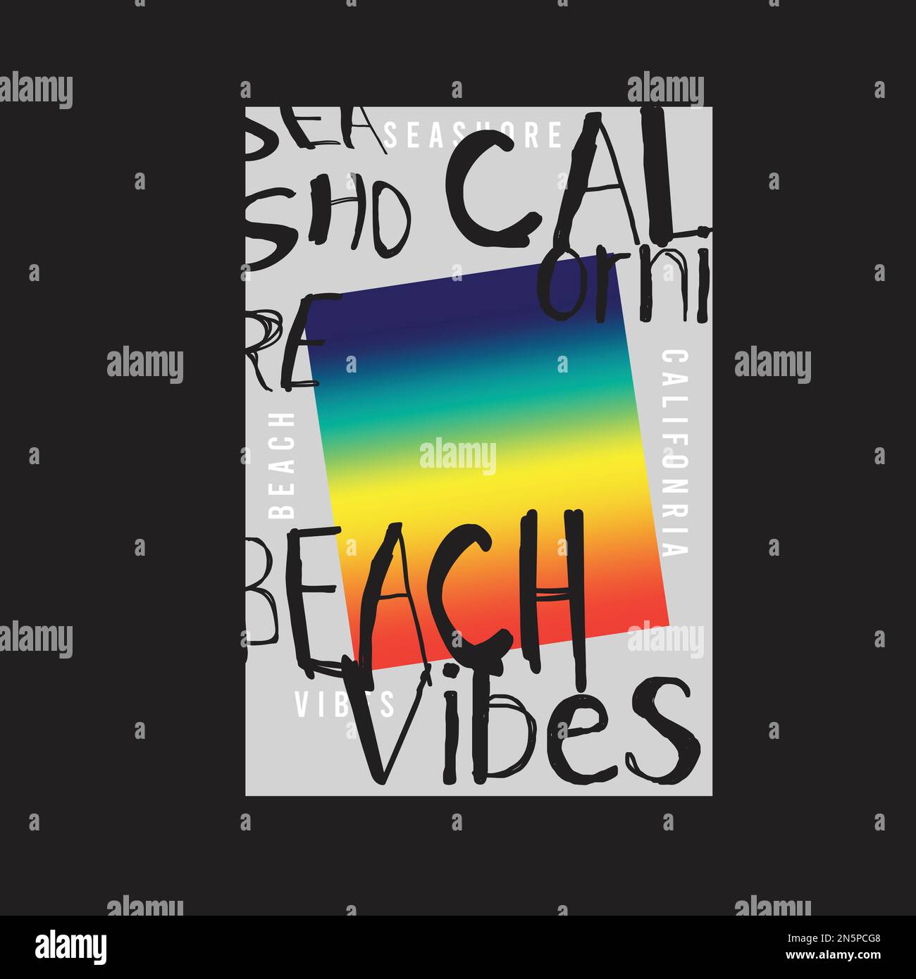 Beach Vibes Rainbow gradient Typography poster t shirt design vector ...