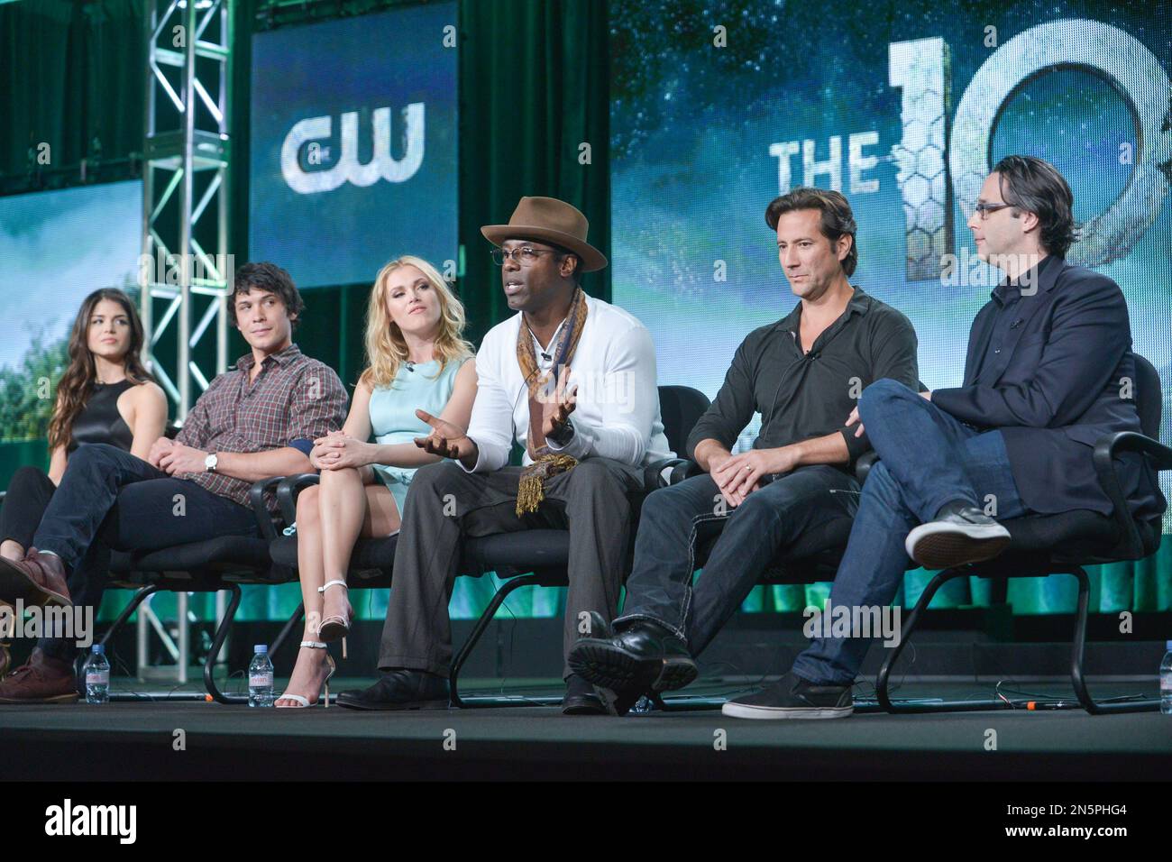 From left, Marie Avgeropulos, Bob Morley, Eliza Taylor, Isaiah ...