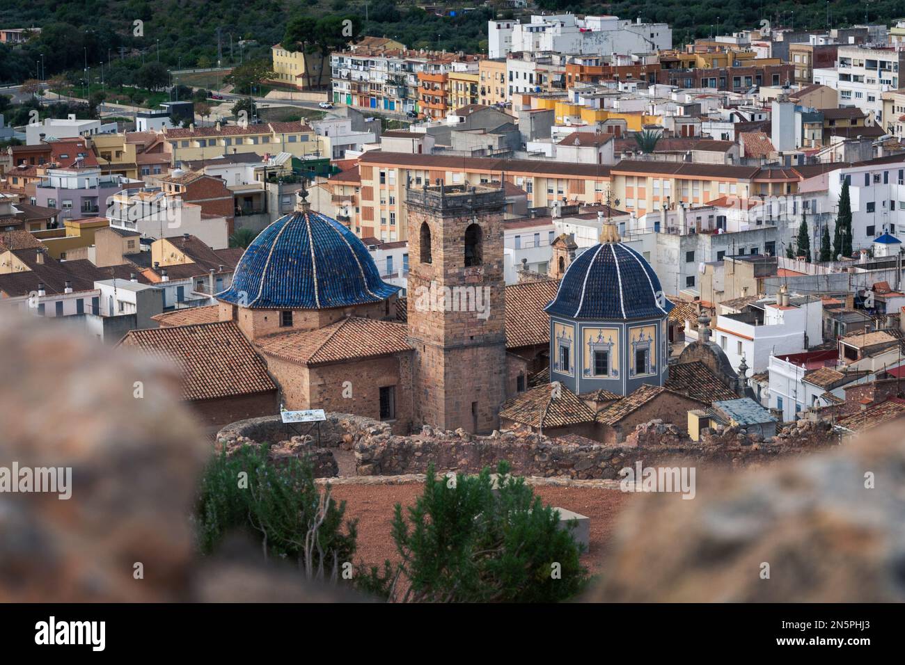 The brick tower and dome steeple of Iglesia de la Asuncion church in ...