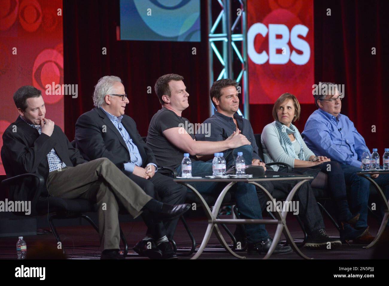 From left, Rob Doherty, Gary Glasberg, Jonathan Nolan, Greg Plageman ...