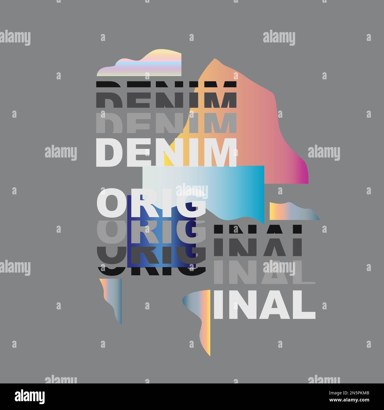 Denim Original typography gradient sliced text clothing t shirt design ...